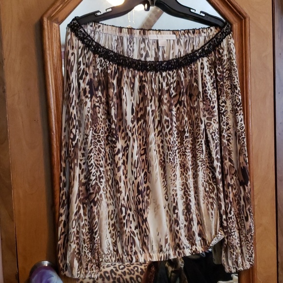 Boston Proper | Tops | Boston Proper Leopard Off Shoulder Balloon ...